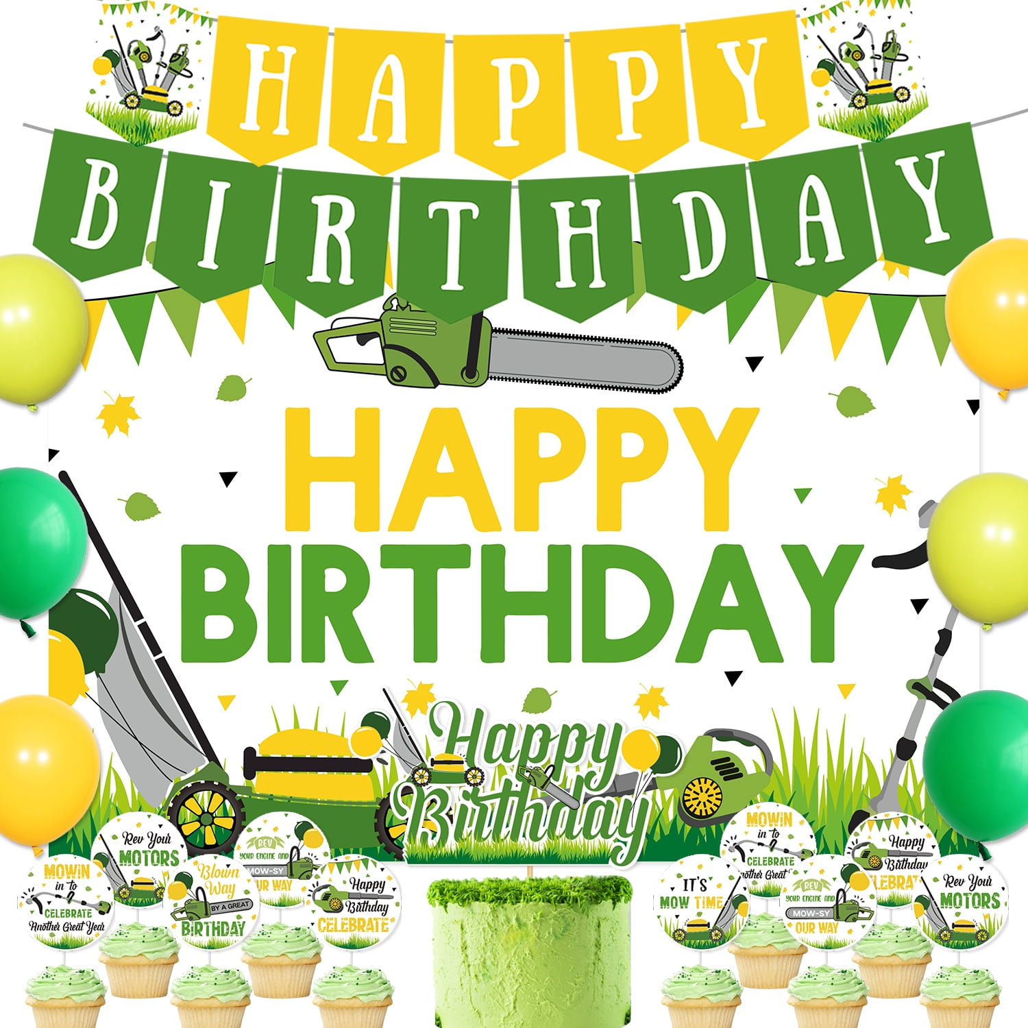 Lawnmower Birthday party decoration mower background happy Birthday ...