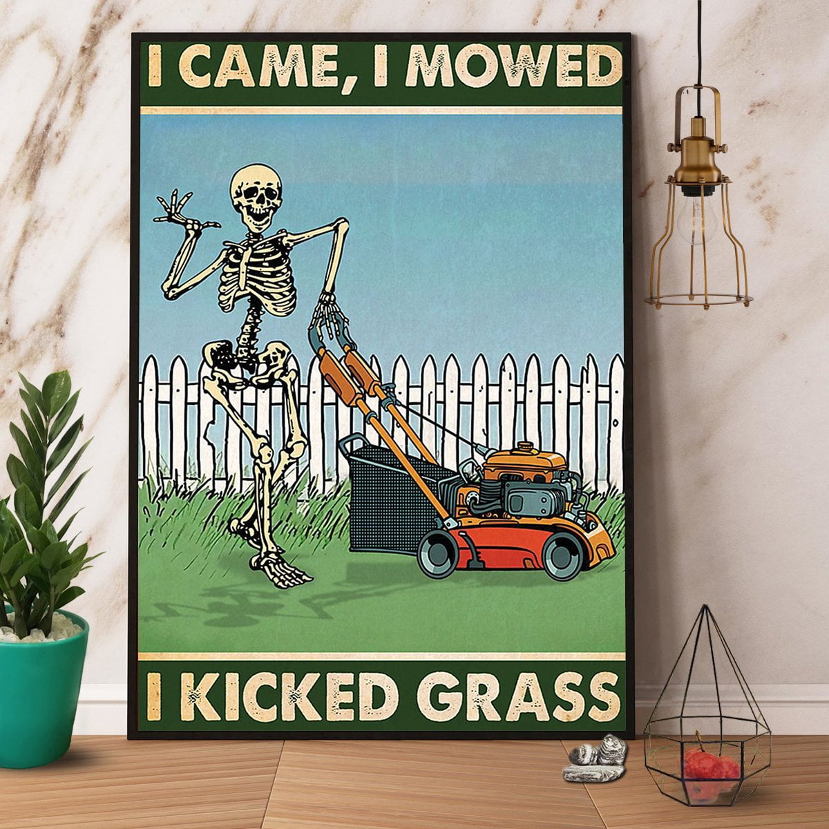 Lawnmower I Kicked Grass Skeleton Work With Garden Paper Poster No ...
