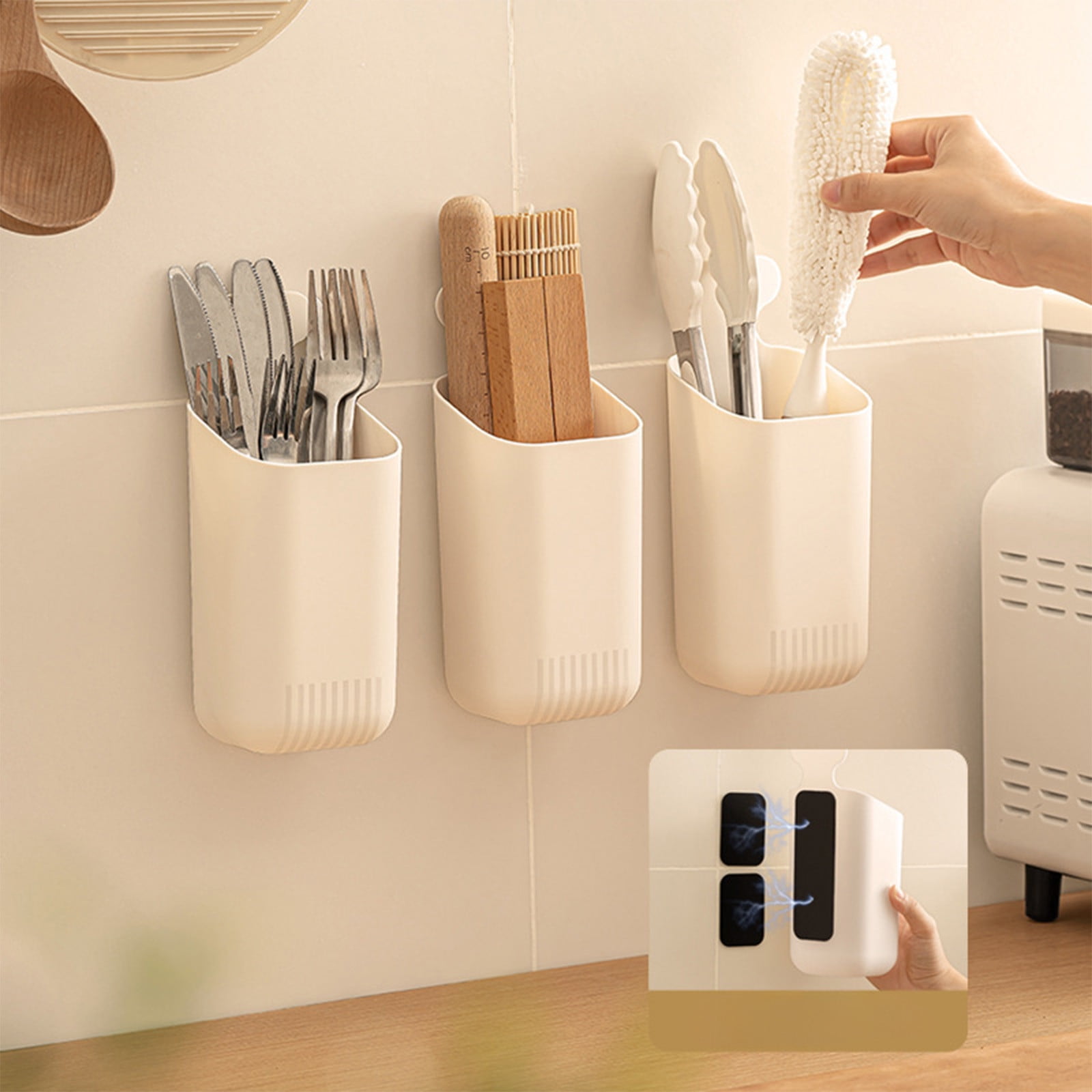 Lawor Magnetic Fridge Storage Box Straw Storage Bucket Chopstick Storage Bucket Wall Mounted ...