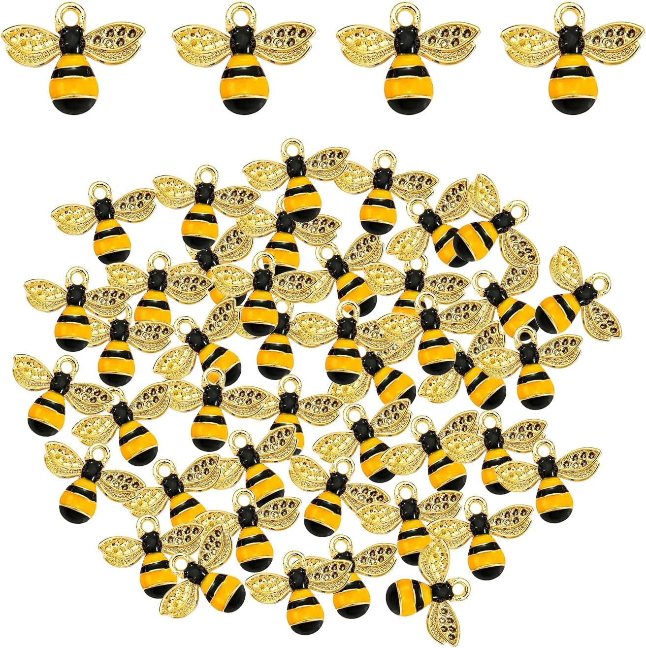 Lawq 100 Pcs Alloy Bee Charms for Jewelry Making,Cute Enamel Bee ...
