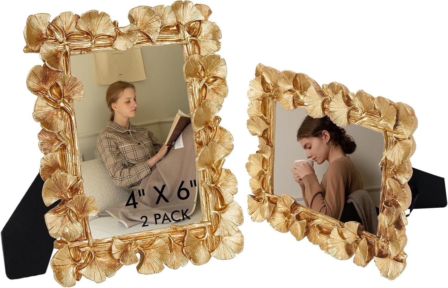 Lawq 2 Pack Gold Picture Frames 4X6 Ginkgo Biloba Resin Gold Frame ...