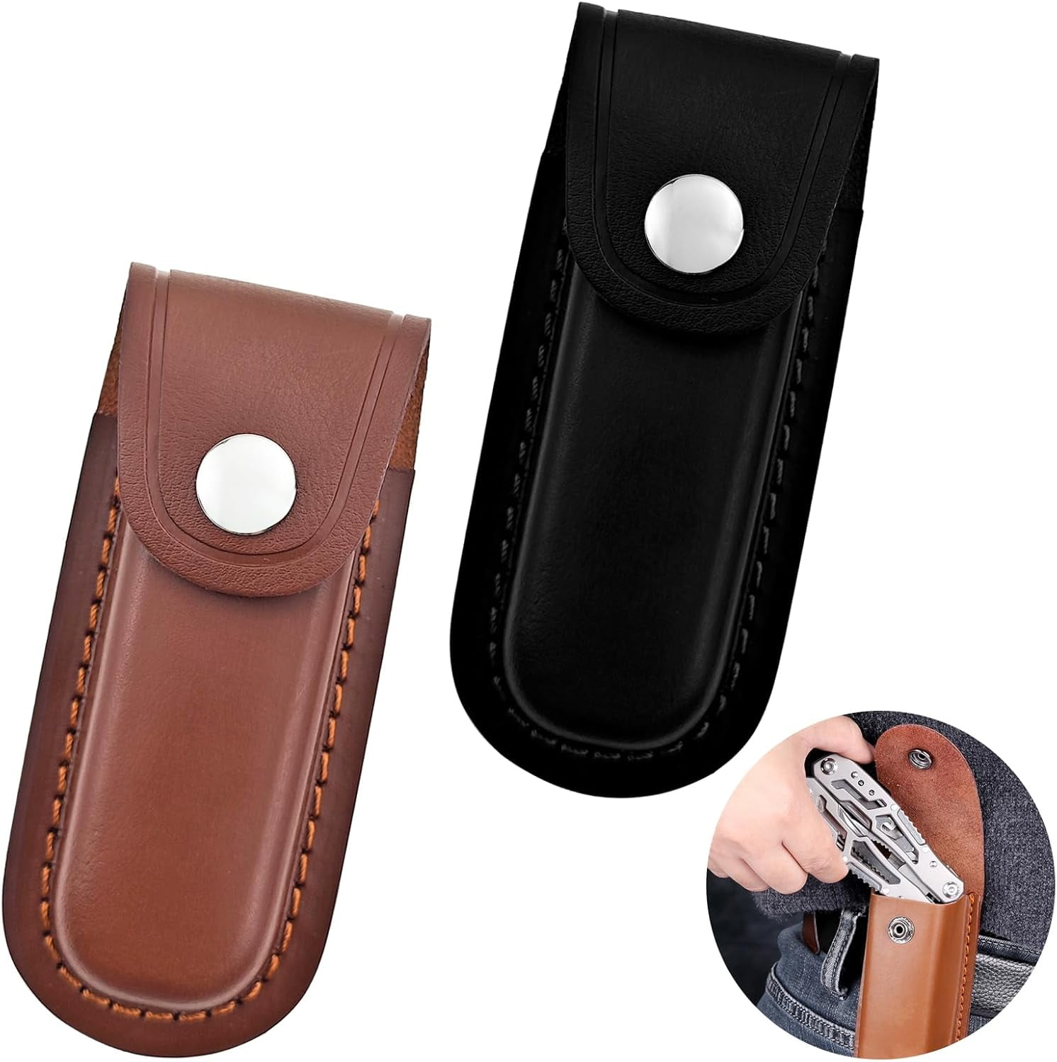 Lawq 2 Pack Pocket Knife Sheath, Multitool Sheath, Leather Knife Sheath ...