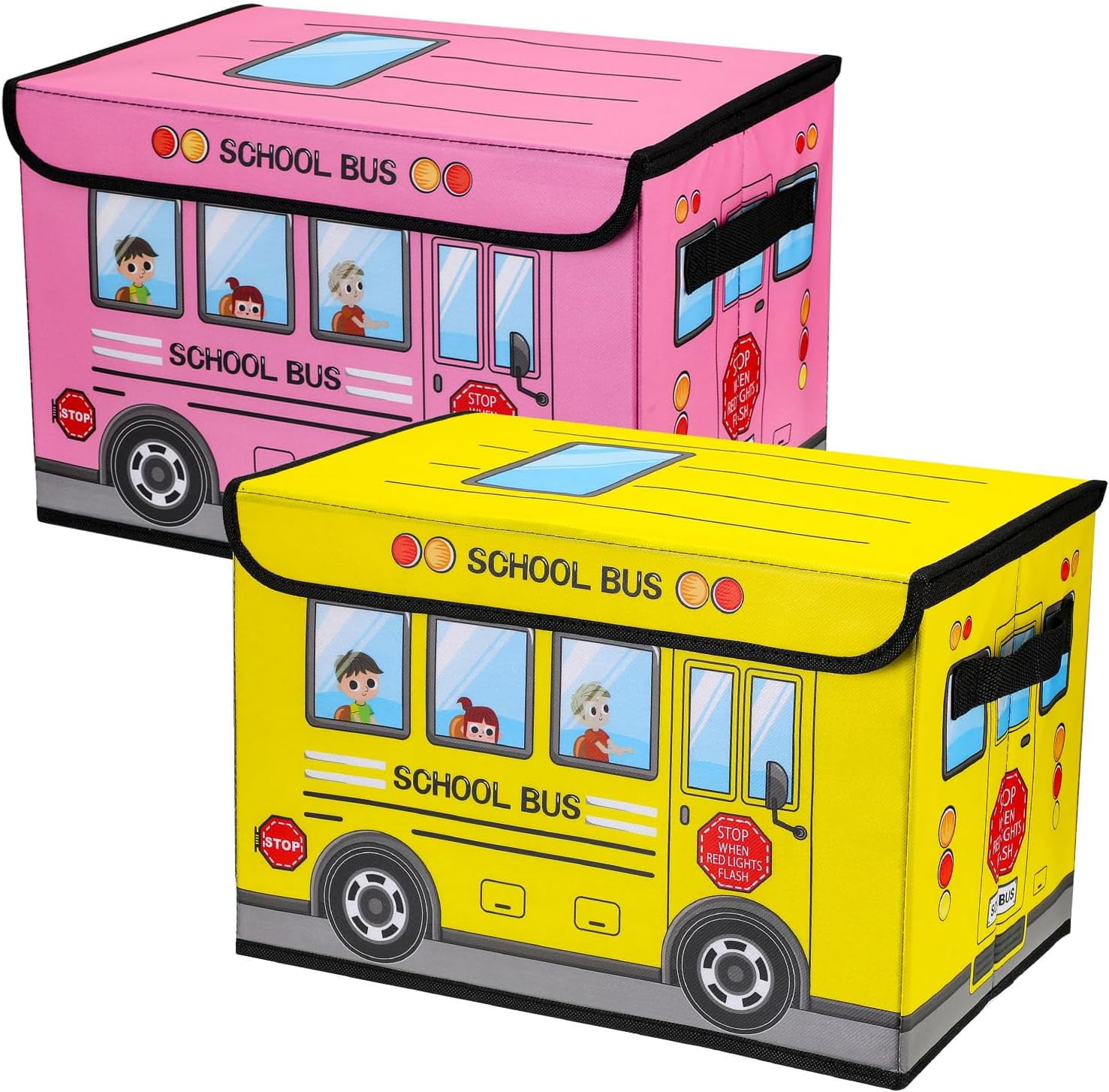 Lawq 2 Pcs School Bus Treasure Box for Classroom, Foldable Chest ...