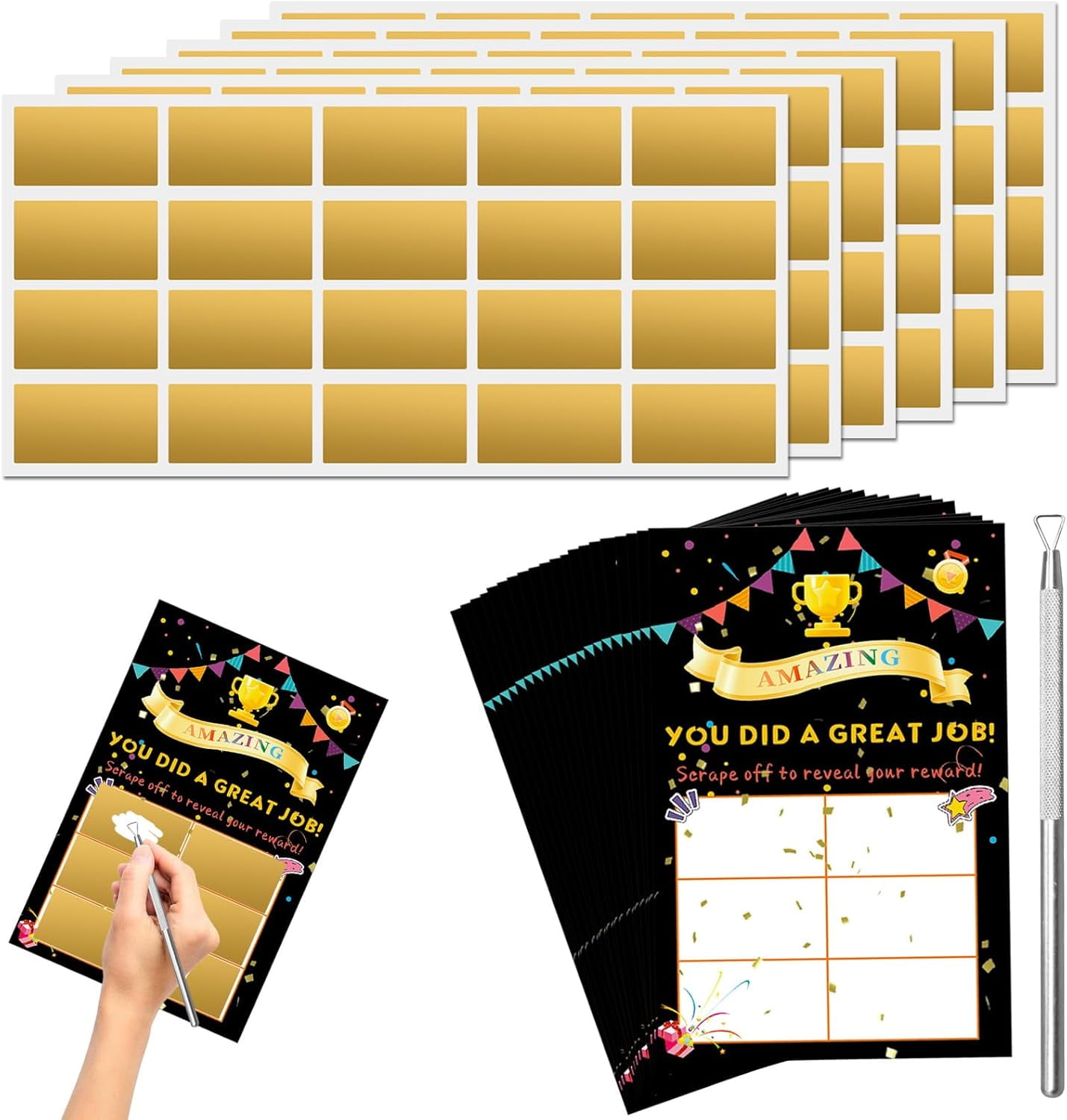 Lawq 20Pcs Scratch Off Cards, Custom Scratch Off Cards with Scratch Off ...