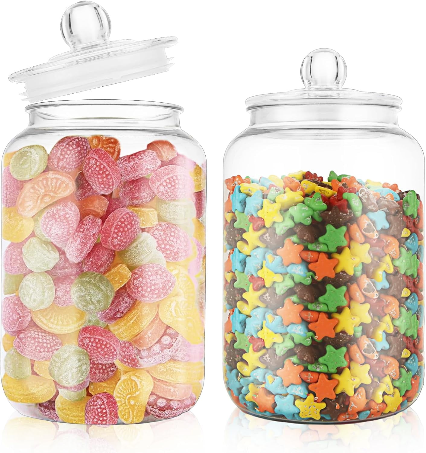 Lawq 2PCS 128 Ounce Candy & Cookie Jar, 1 Gallon Plastic Jars with Lids Decorative Acrylic Clear ...