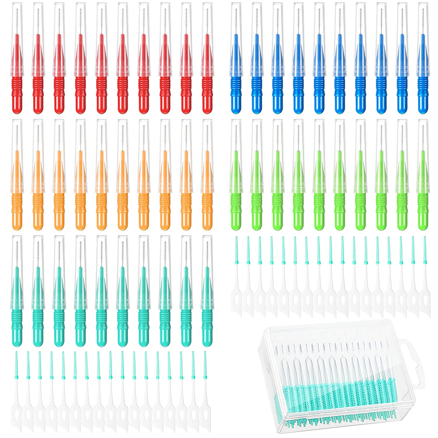 Lawq 350 Pieces Soft Interdental Brush Steel Dental Picks Mixed Color ...