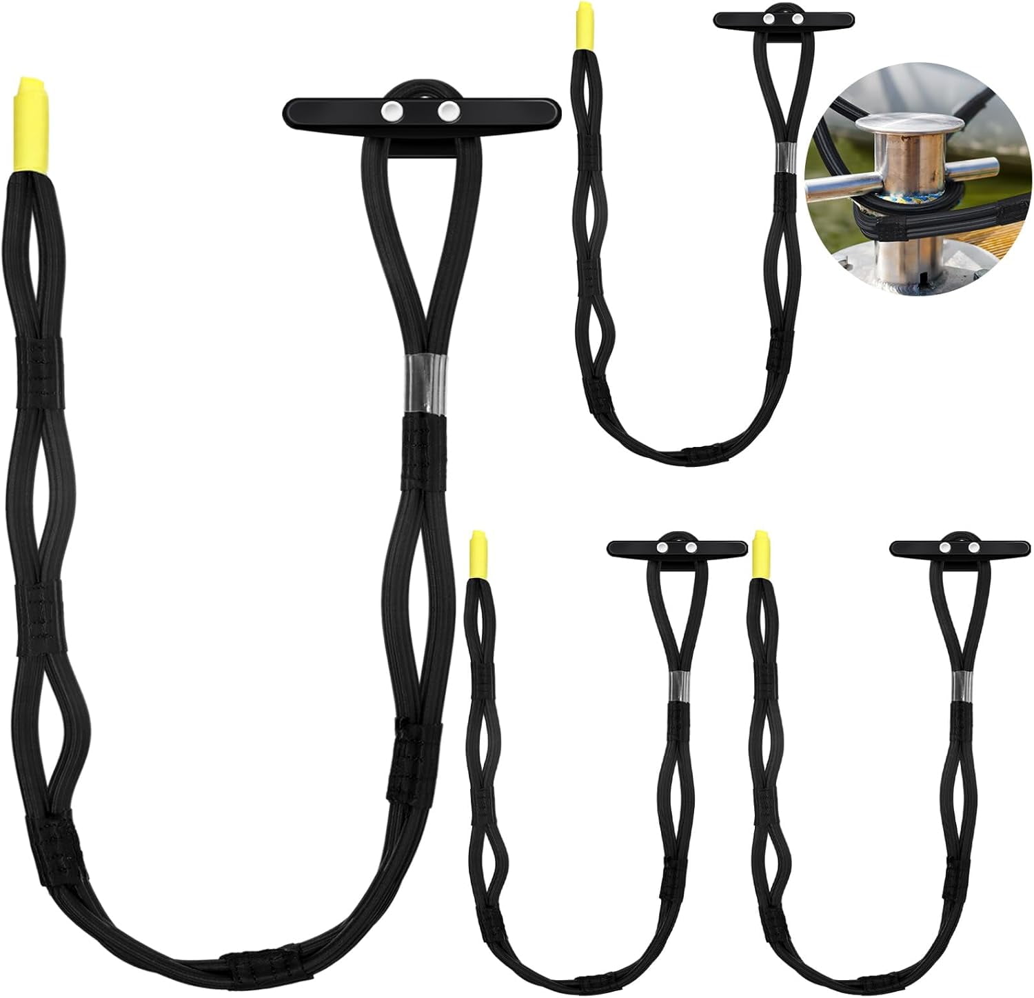 Lawq 4 Pcs Adjustable Mooring Rope with 7 Loop Design Marine Rope for ...