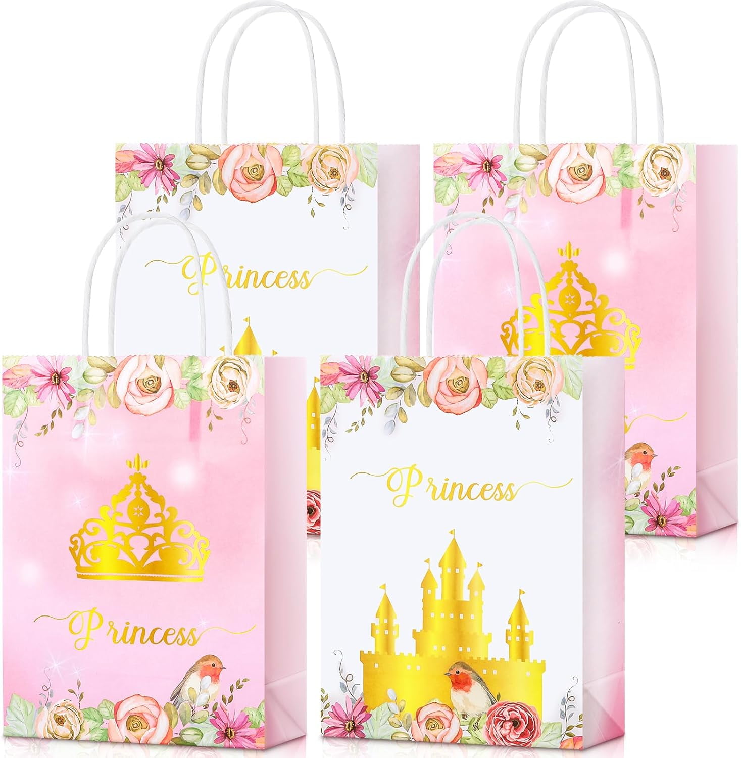 Lawq 48 Pcs Princess Gift Bags with Handles Princess Castle Party Bags ...