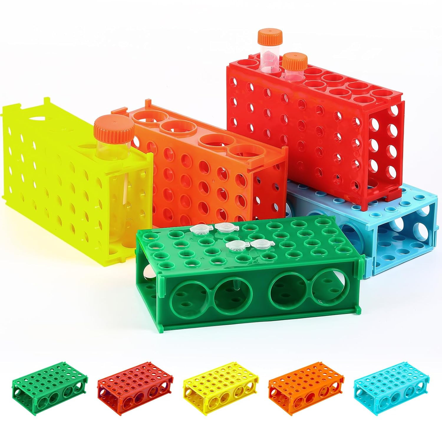 Lawq 5 Pcs 4 Way Test Tube Rack Holder Plastic Lab Racks Assorted ...