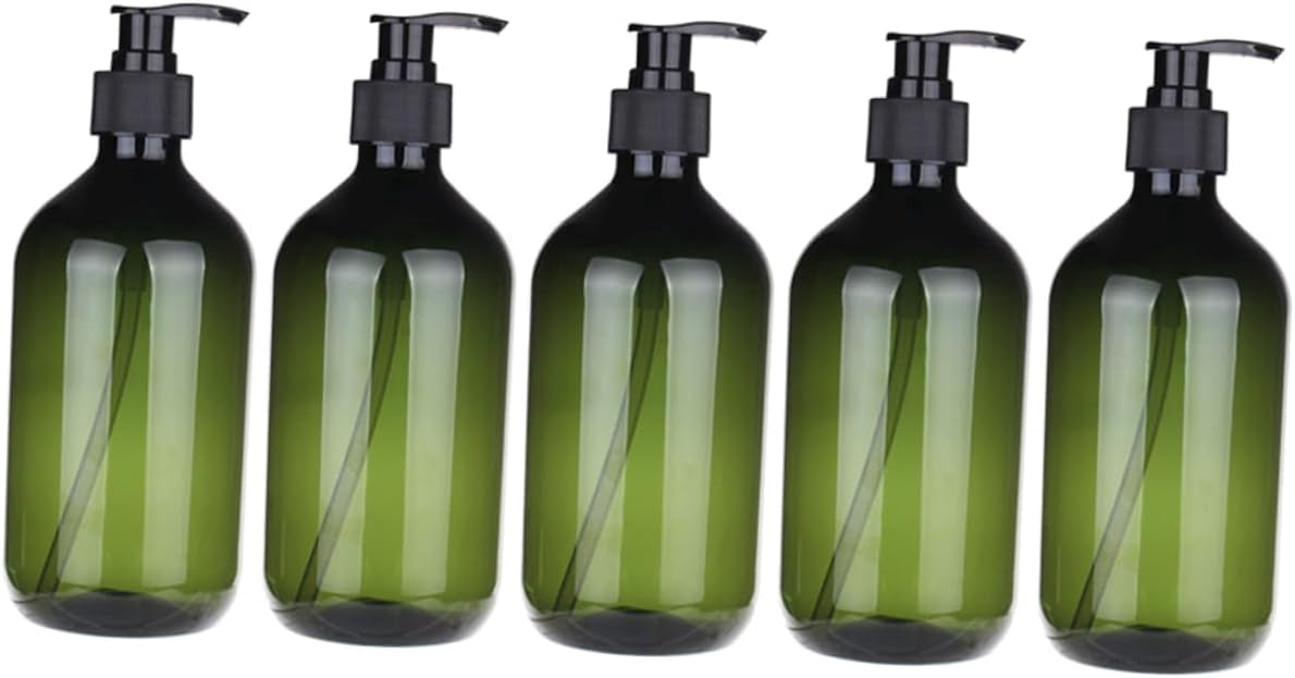 Lawq 5pcs 300ml Blackish Green Plastic Pump Dispenser Bottles for ...