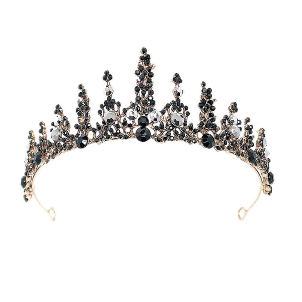 Lawq Baroque Queen Crown Rhinestone Wedding Black Tiaras Crystal ...