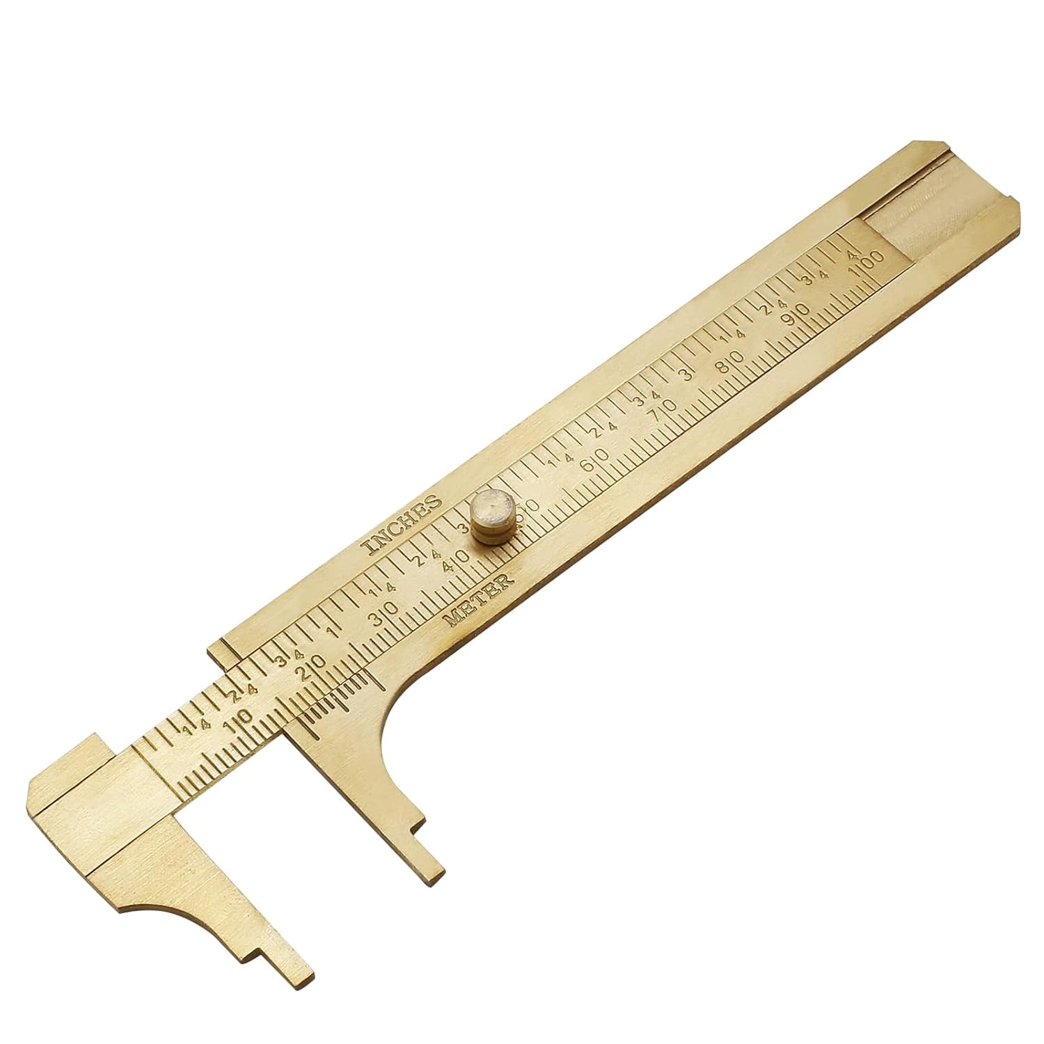 Lawq Brass Pocket Vernier Caliper Ruler, Sliding Gauge Mini Vernier ...