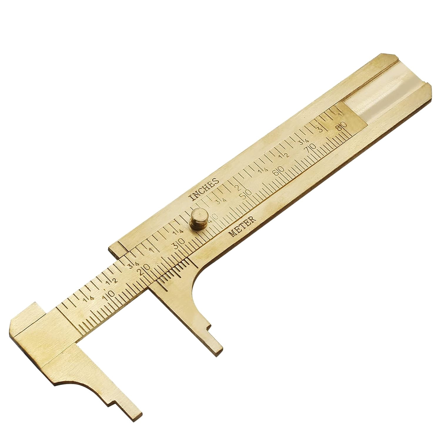 Lawq Brass Pocket Vernier Caliper Ruler, Sliding Gauge Mini Vernier ...