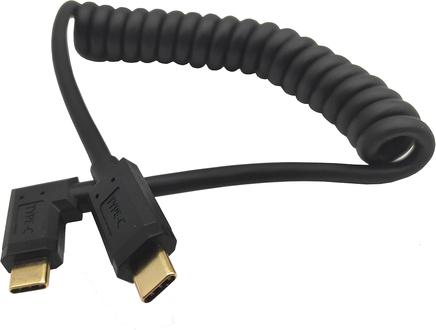 Lawq Coiled USB 3.1 Type C Cable, 90 Degree Angle USB-C Male to USB-C ...