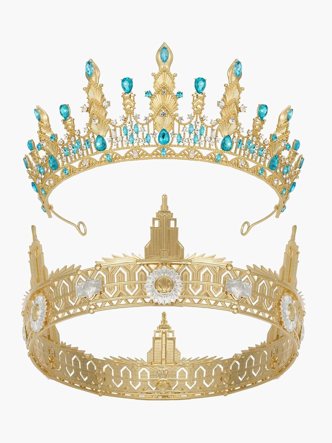 Lawq Couple Crowns for Women & Men,Crystal Queen Tiara King Crown Set,2 ...