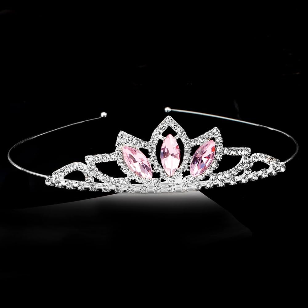 Lawq Crystal Tiara Crown Princess Pink Tiara for Women Girls Mini Small ...