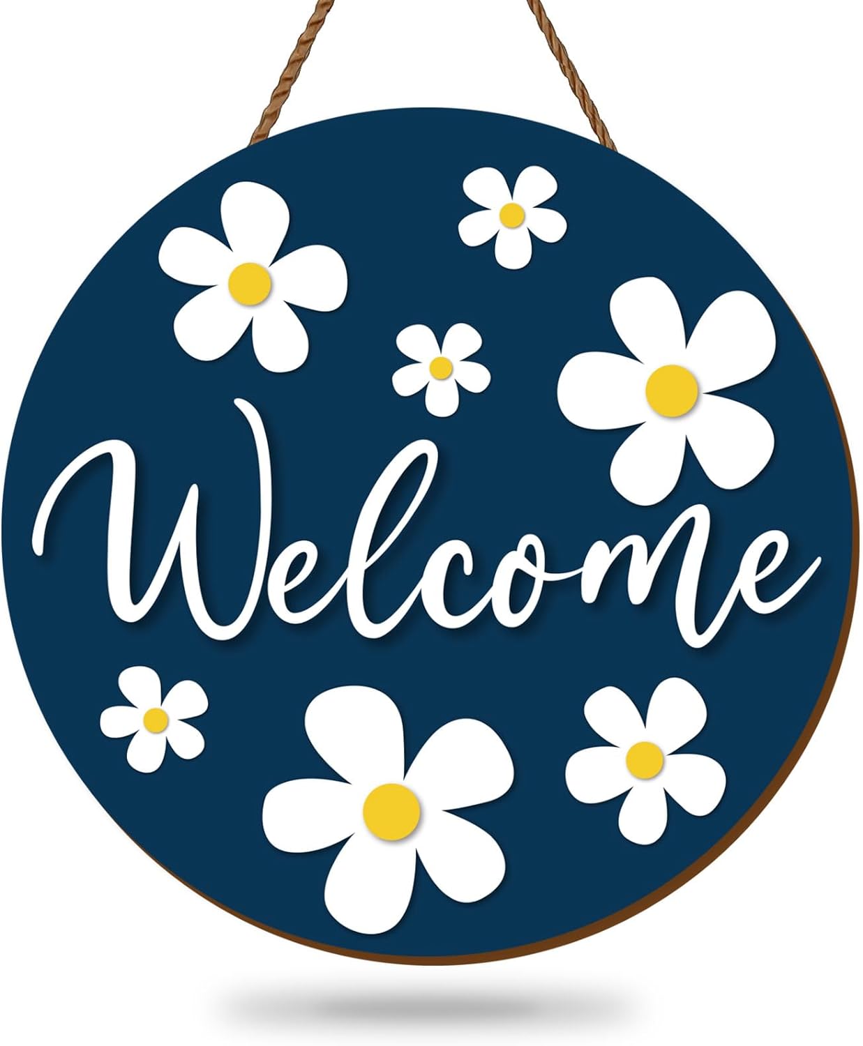 Lawq Daisy Welcome Wooden Hanging Sign Spring Daisy Flower Door Sign ...
