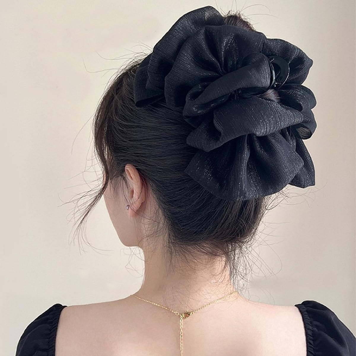 Lawq Large Bow Hair Claw Clips for Women Mesh Bubble Hair Barrettes for ...