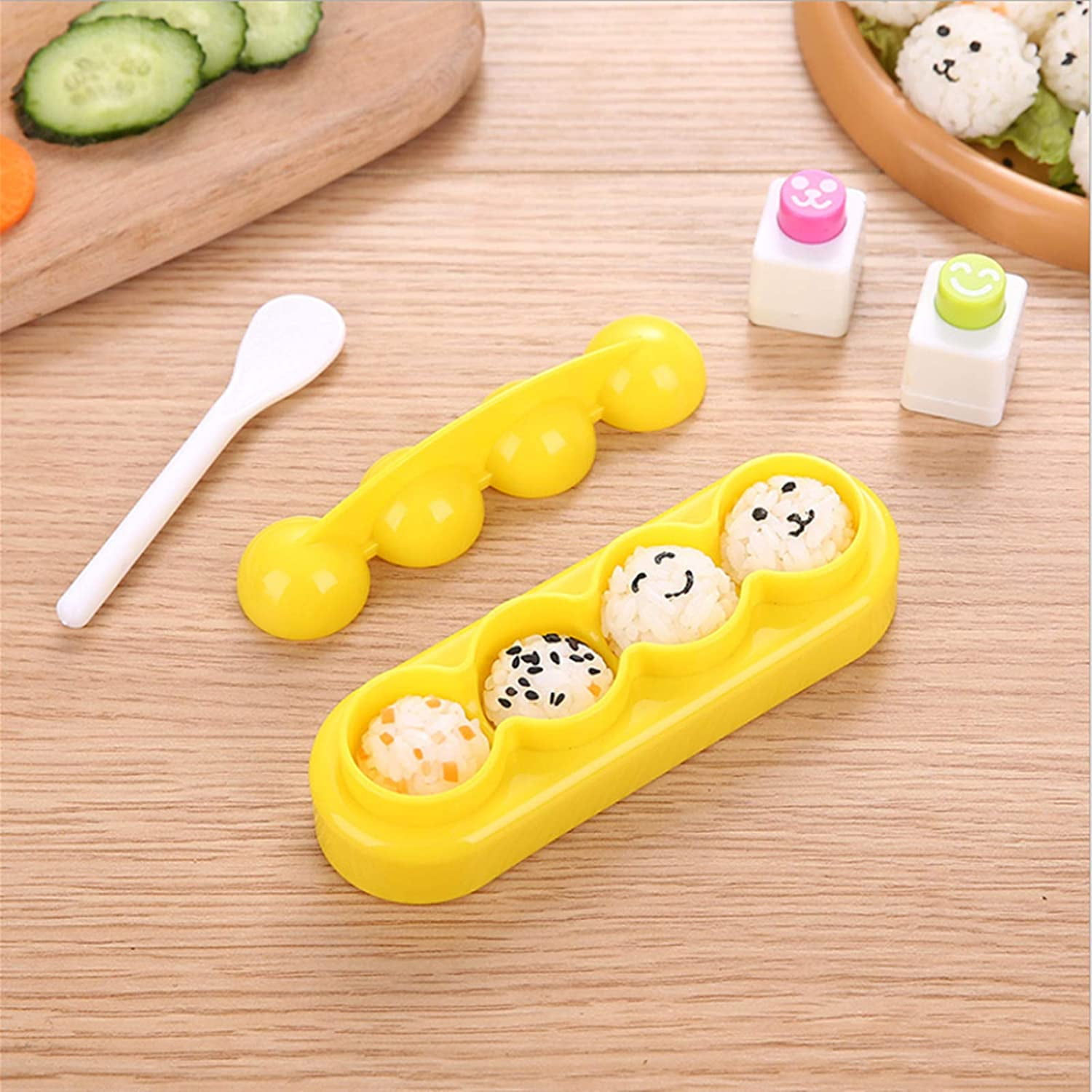 Lawq Rice Mold Cartoon Bento Maker Mould Ball & Seaweed Nori Expression ...