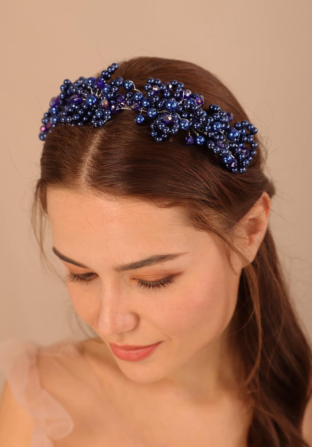 Lawq Somthing Blue Wedding Blue Pearl Handmade Hair Tiara for Brides ...