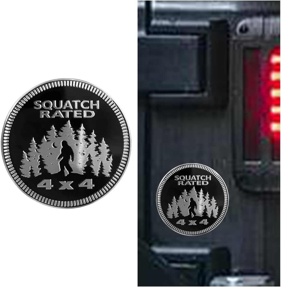 Lawq Squatch Badge Rated Car Emblem Sticker, 4 x 4 3D Metal Sticker ...