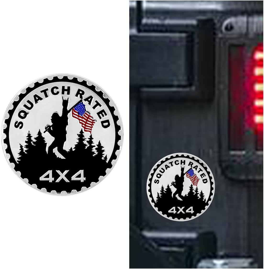 Lawq Squatch Badge Rated Car Emblem Sticker, 4 x 4 3D Metal Sticker ...