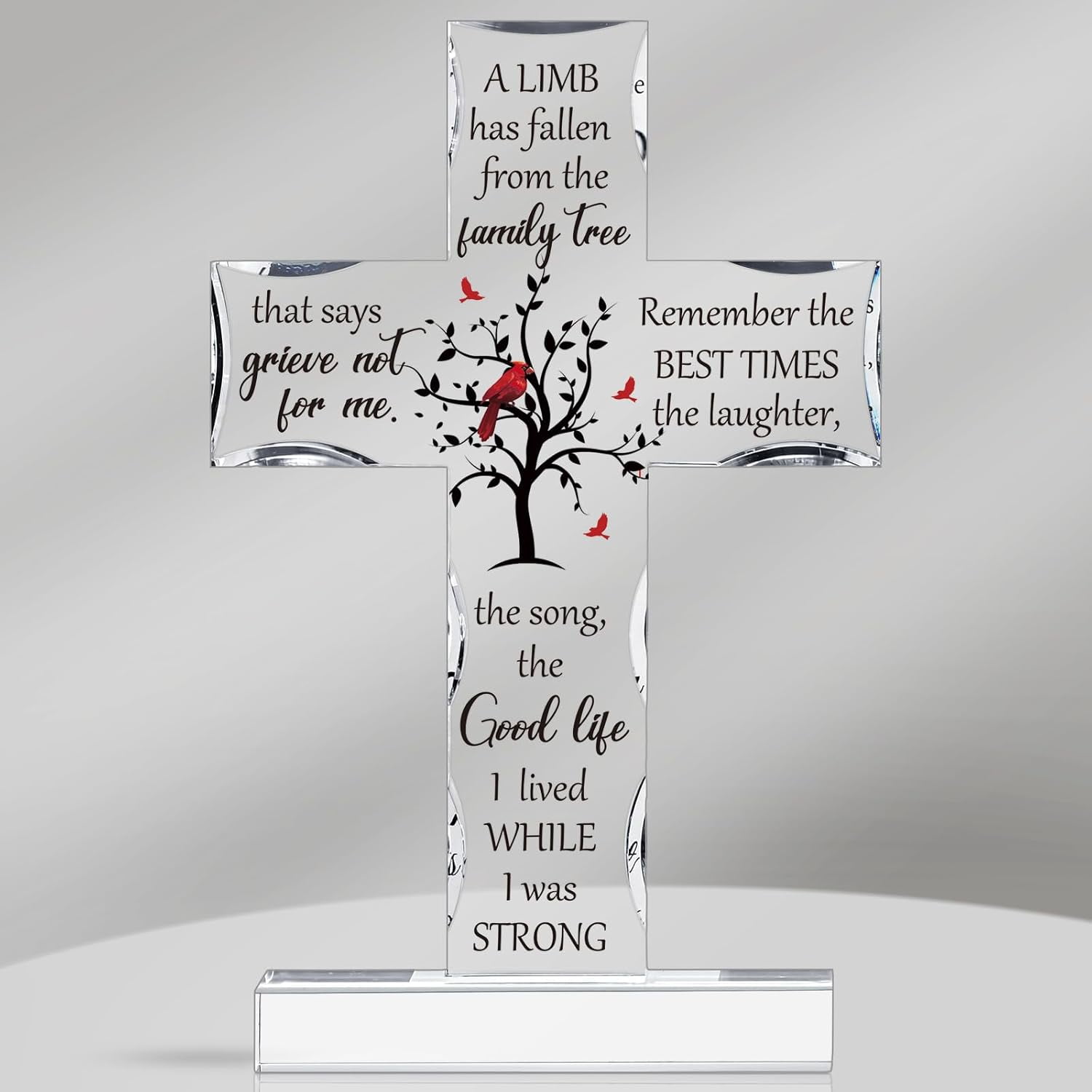 Lawq Sympathy Bereavement Gift Acrylic Cross Red Cardinal Memorial Gift ...