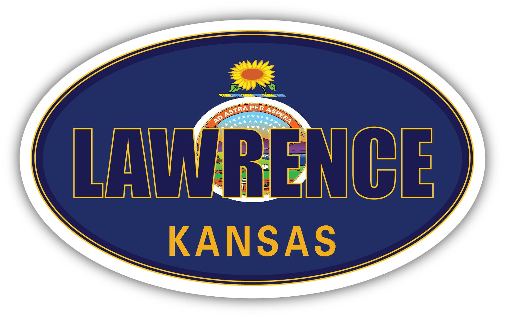 Lawrence City Kansas State Flag | KS Flag Douglas County Oval State ...
