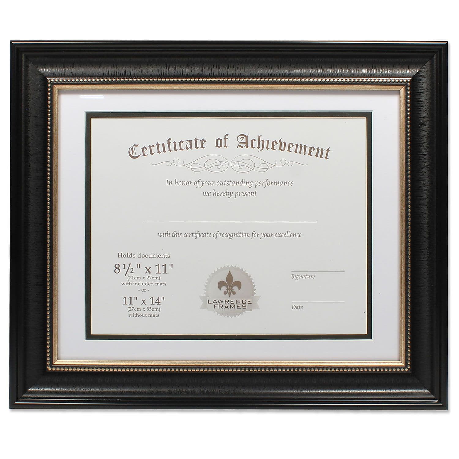 Lawrence Frames 11" x 14" Dual Use Black Beaded Document Frame (188011 ...