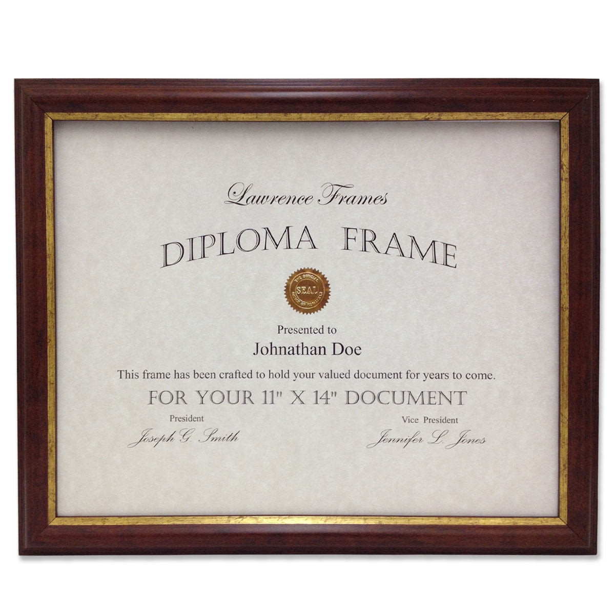 Lawrence Frames 11x14 Walnut and Gold Document Frame - Walmart.com