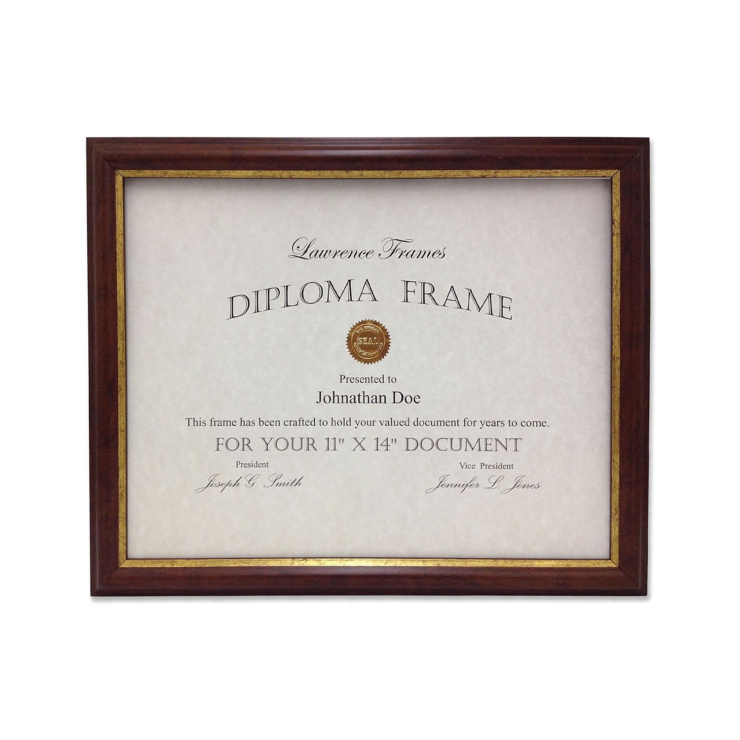 Lawrence Frames 11x14 Walnut and Gold Document Frame - Walmart.com