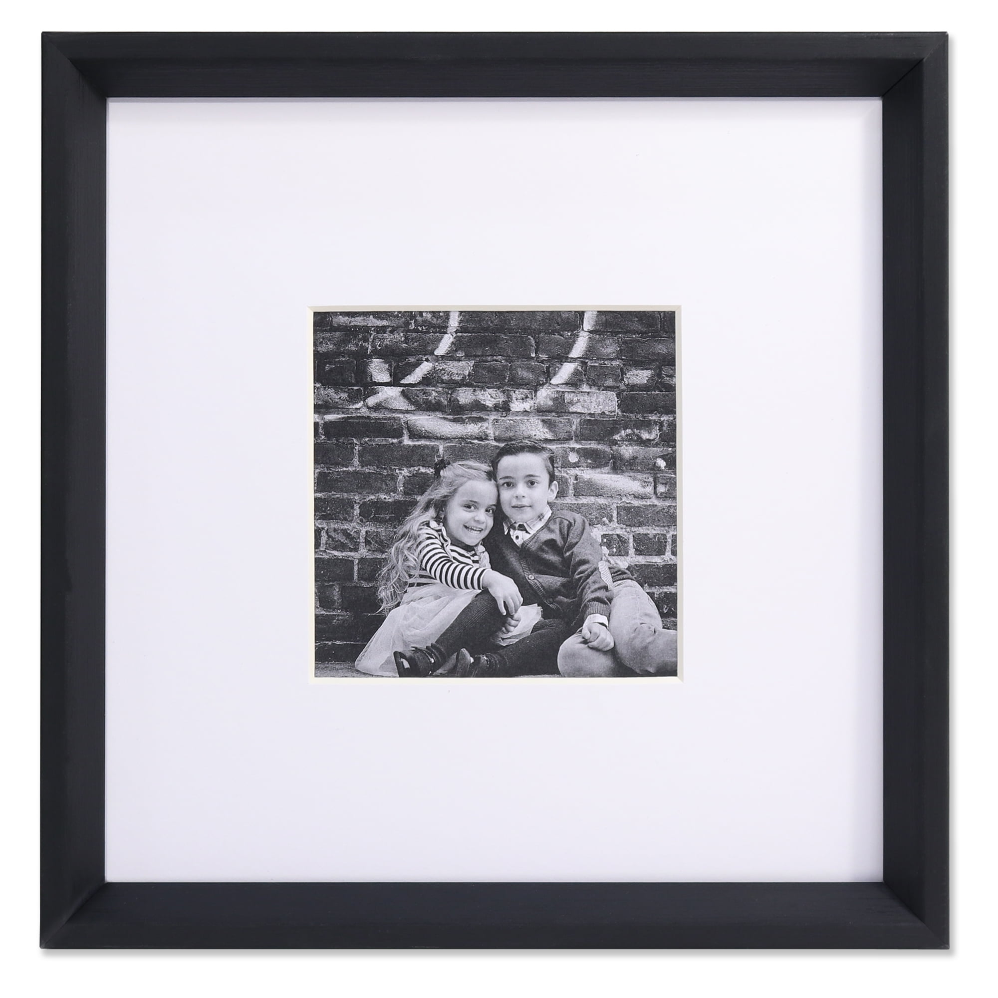 Lawrence Frames 5x5 Wide Border Matted Frame - Gallery Black 10x10 ...