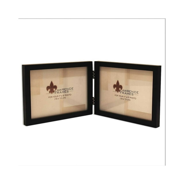 Lawrence Frames 5x7 Hinged Double (Horizontal) Black Wood Picture Frame ...