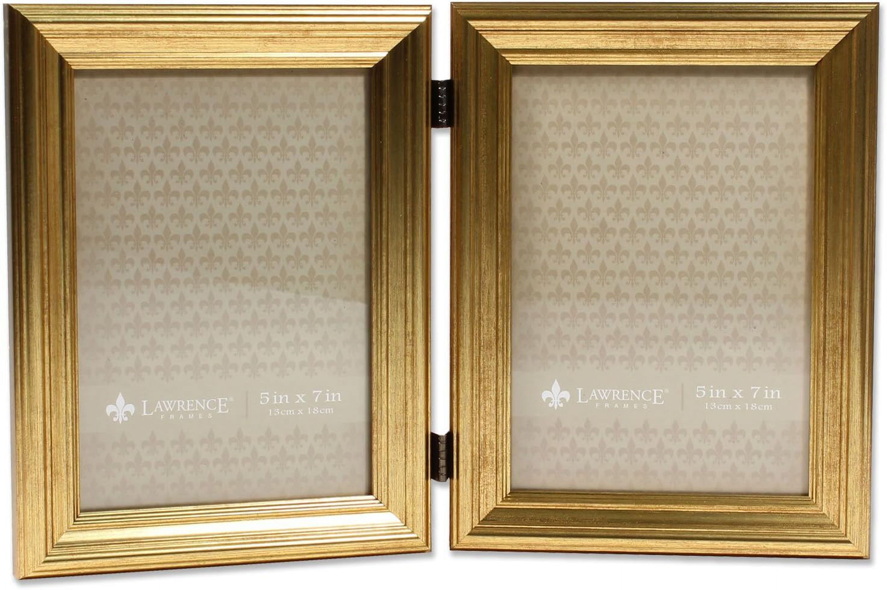 Lawrence Frames 5x7 Hinged Double Sutter Burnished Gold Picture Frame ...