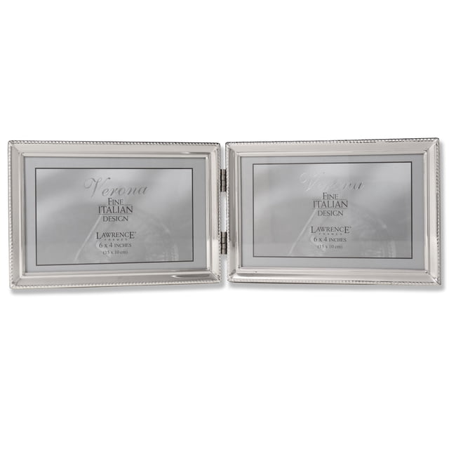 Lawrence Frames Polished Silver Plate 4x6 Hinged Double Horizontal ...