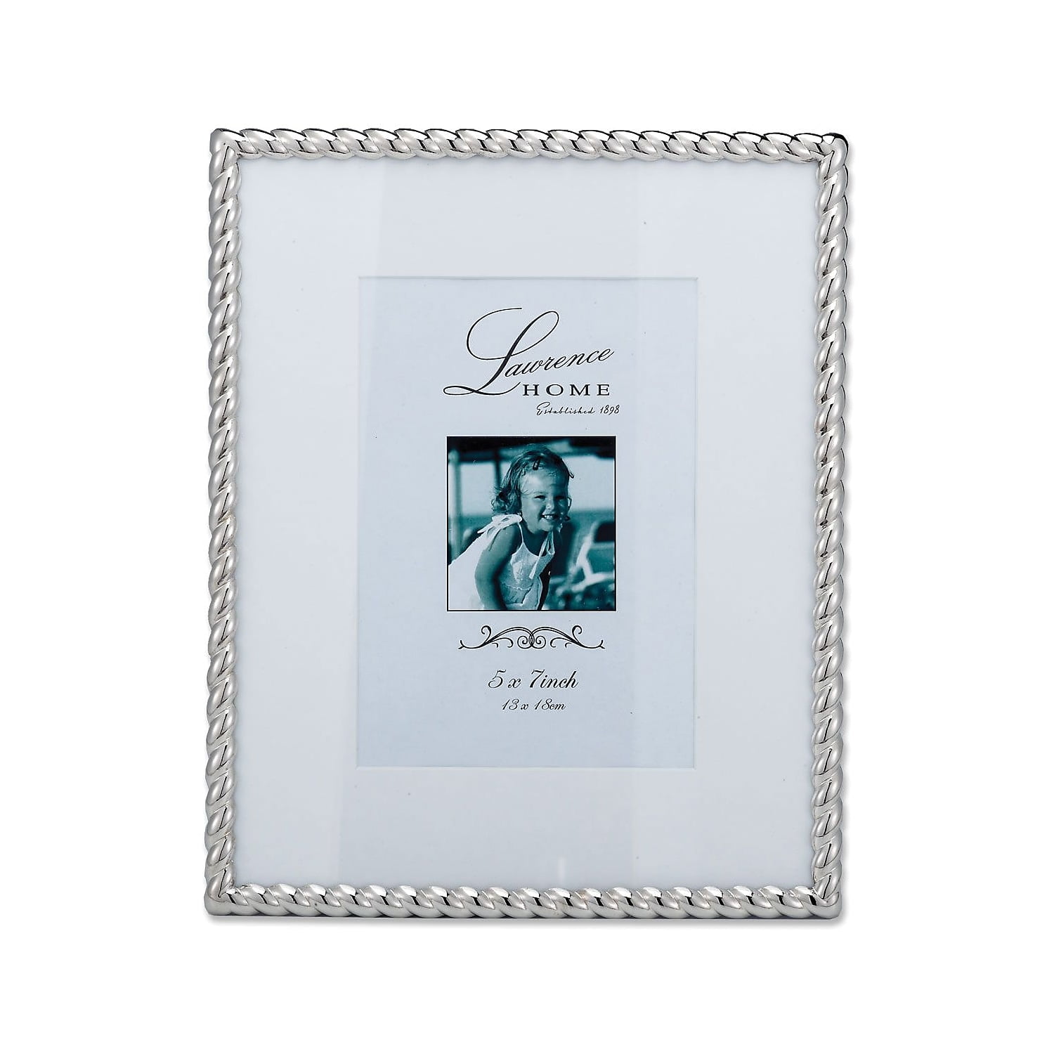 Lawrence Frames Silver Metal Rope 8x10 Matted for 5x7 Picture Frame ...
