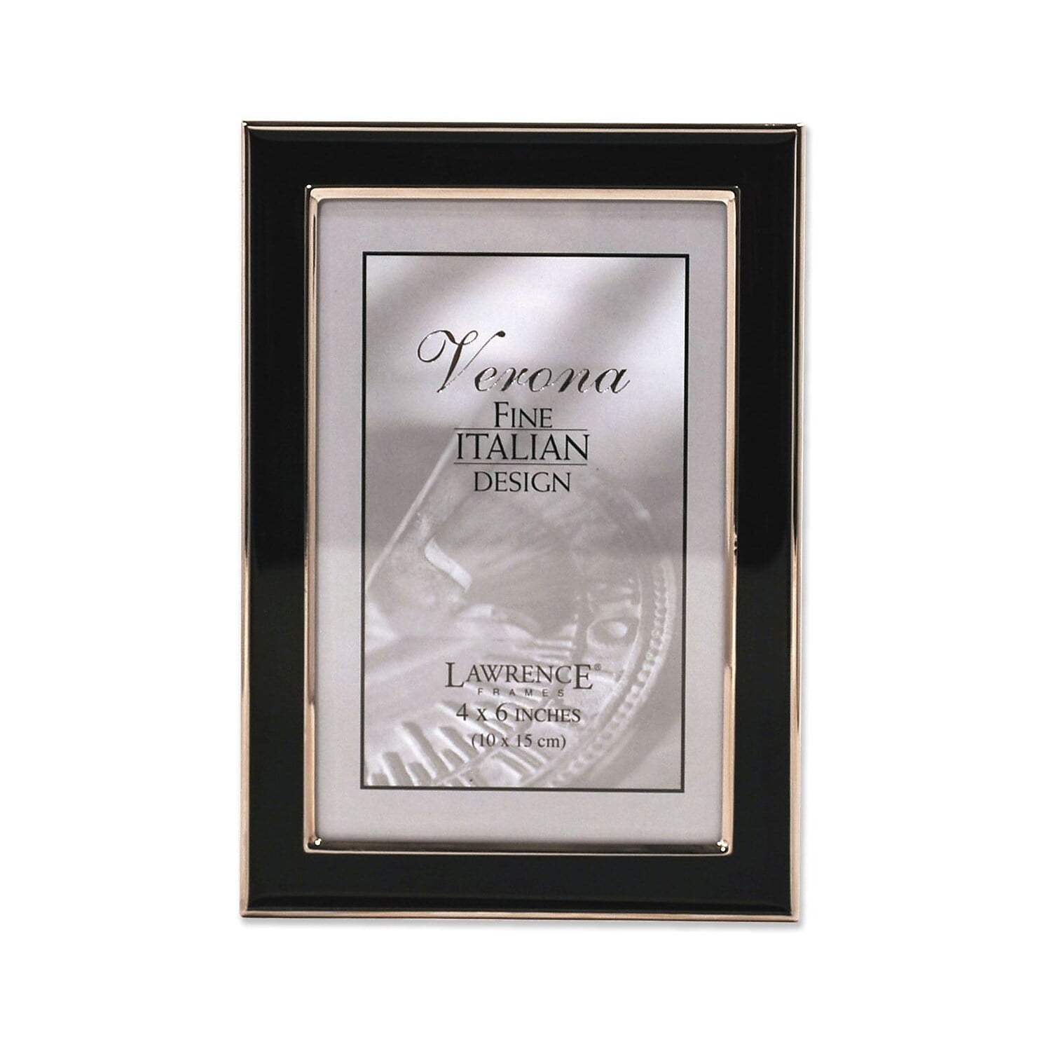 Lawrence Frames Silver Plated 4x6 Metal with Black Enamel Picture Frame ...