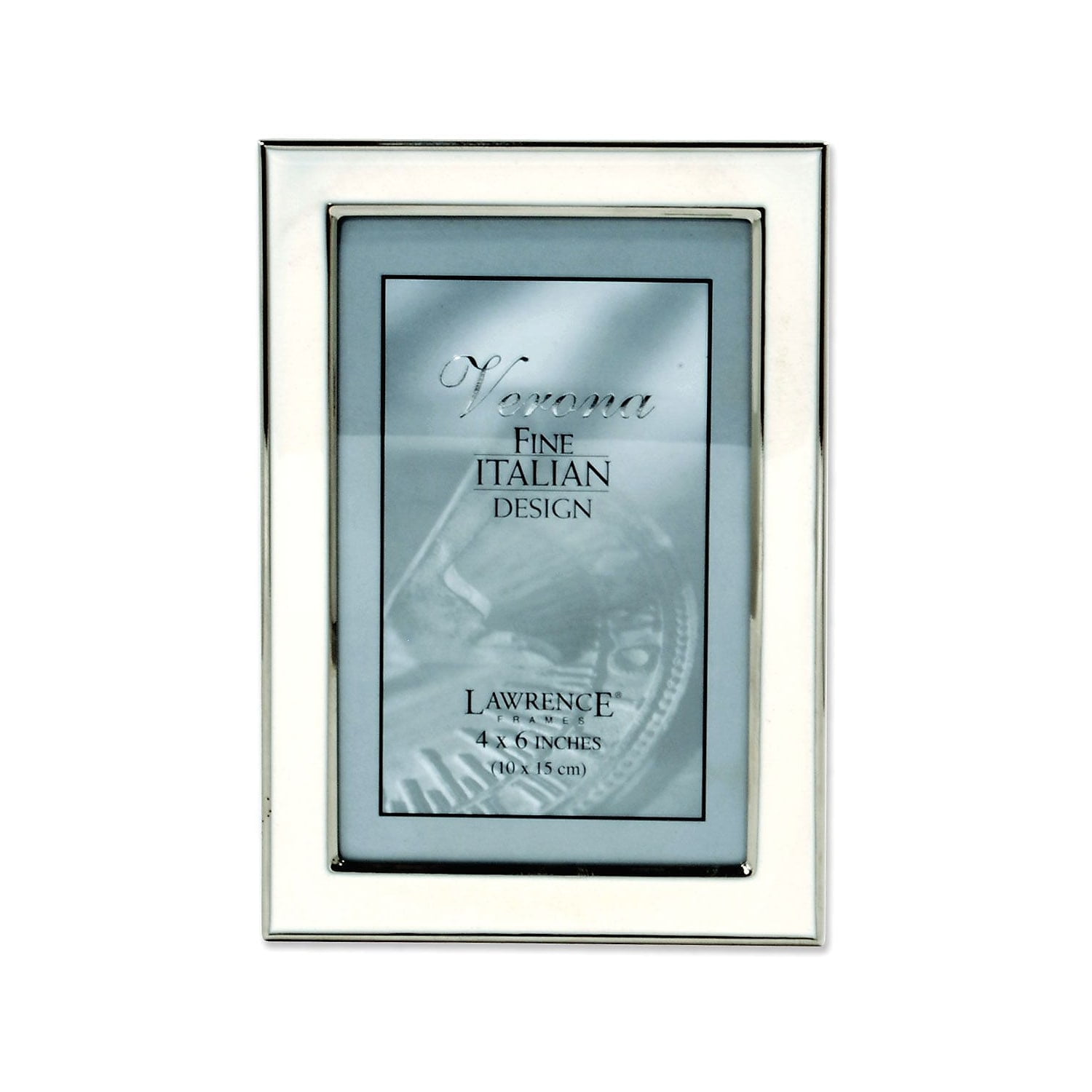 Lawrence Frames Silver Plated 4x6 Metal with White Enamel Picture Frame ...