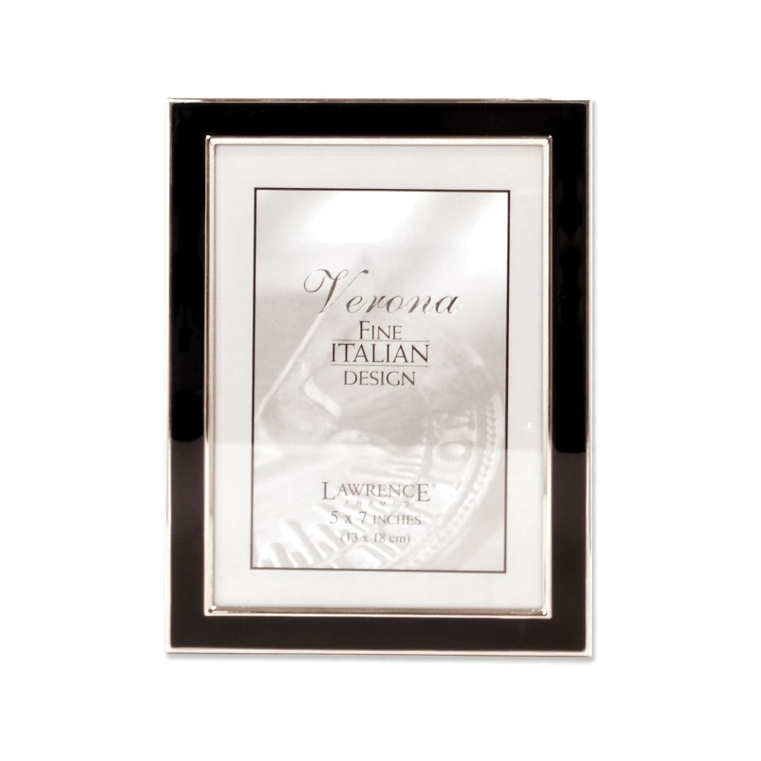 Lawrence Frames Silver Plated 5x7 Metal with Black Enamel Picture Frame ...
