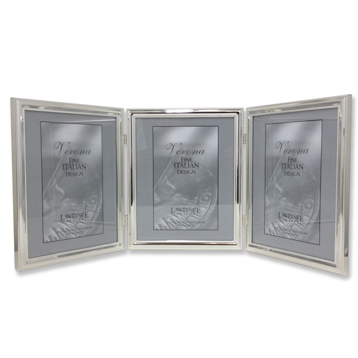 Lawrence Frames Silver Plated Double Bead 8x10 Hinged Triple Picture ...