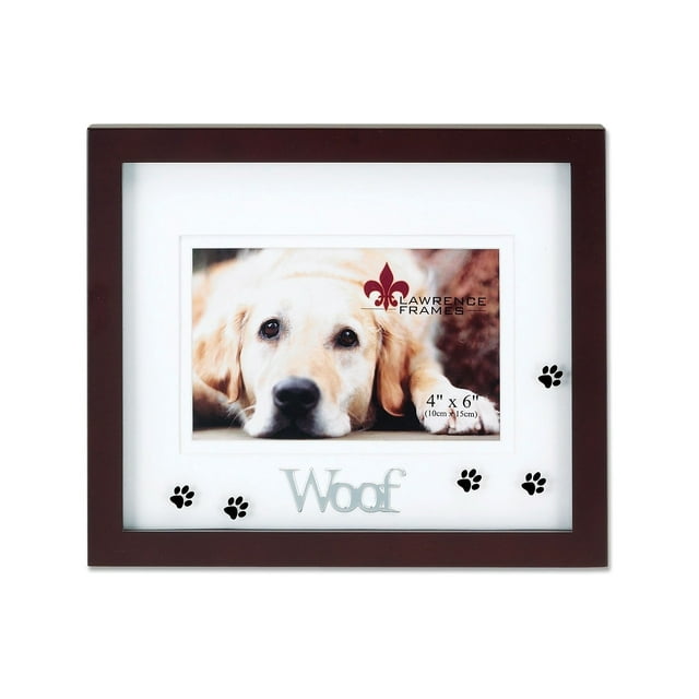 Lawrence Frames Walnut Wood 4x6 Woof Picture Frame - Matted Shadow Box ...