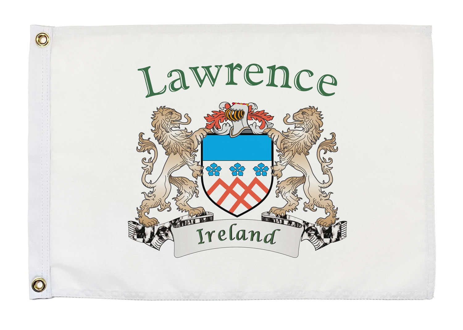Lawrence Irish Coat of Arms Small White Flag - 16"x10.5" inches ...
