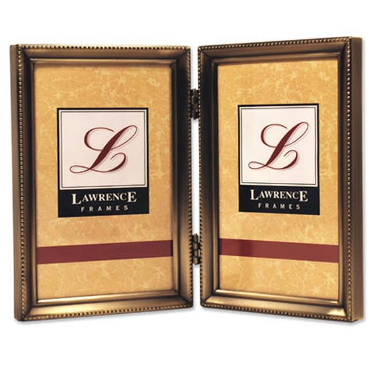 Lawrenceframes 3 x 5 in. Antique Bead Hinged Double Picture Frame ...