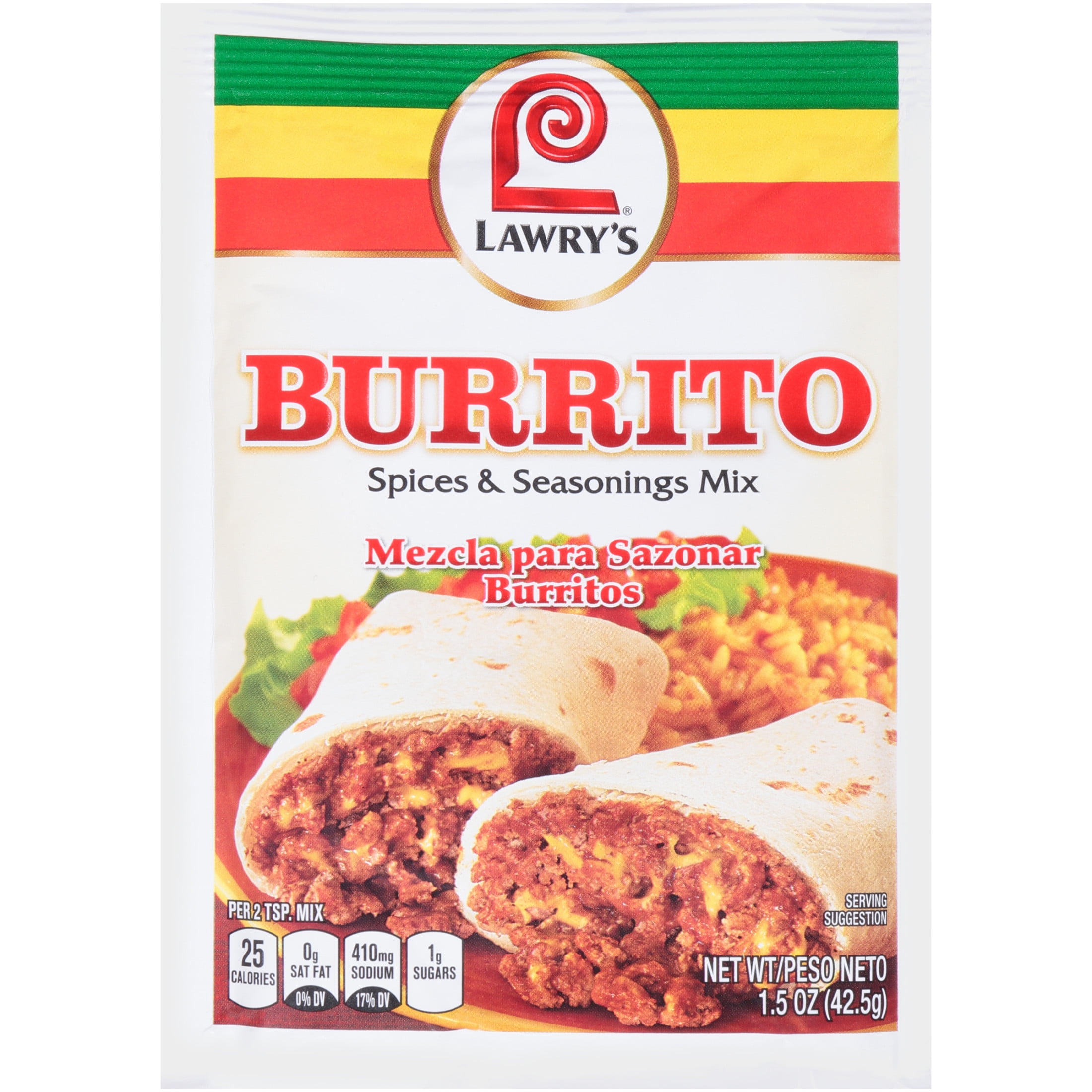 Lawry's Burrito Seasoning Mix, Mexican Spice, Chili, Chicken, 1.5 oz ...