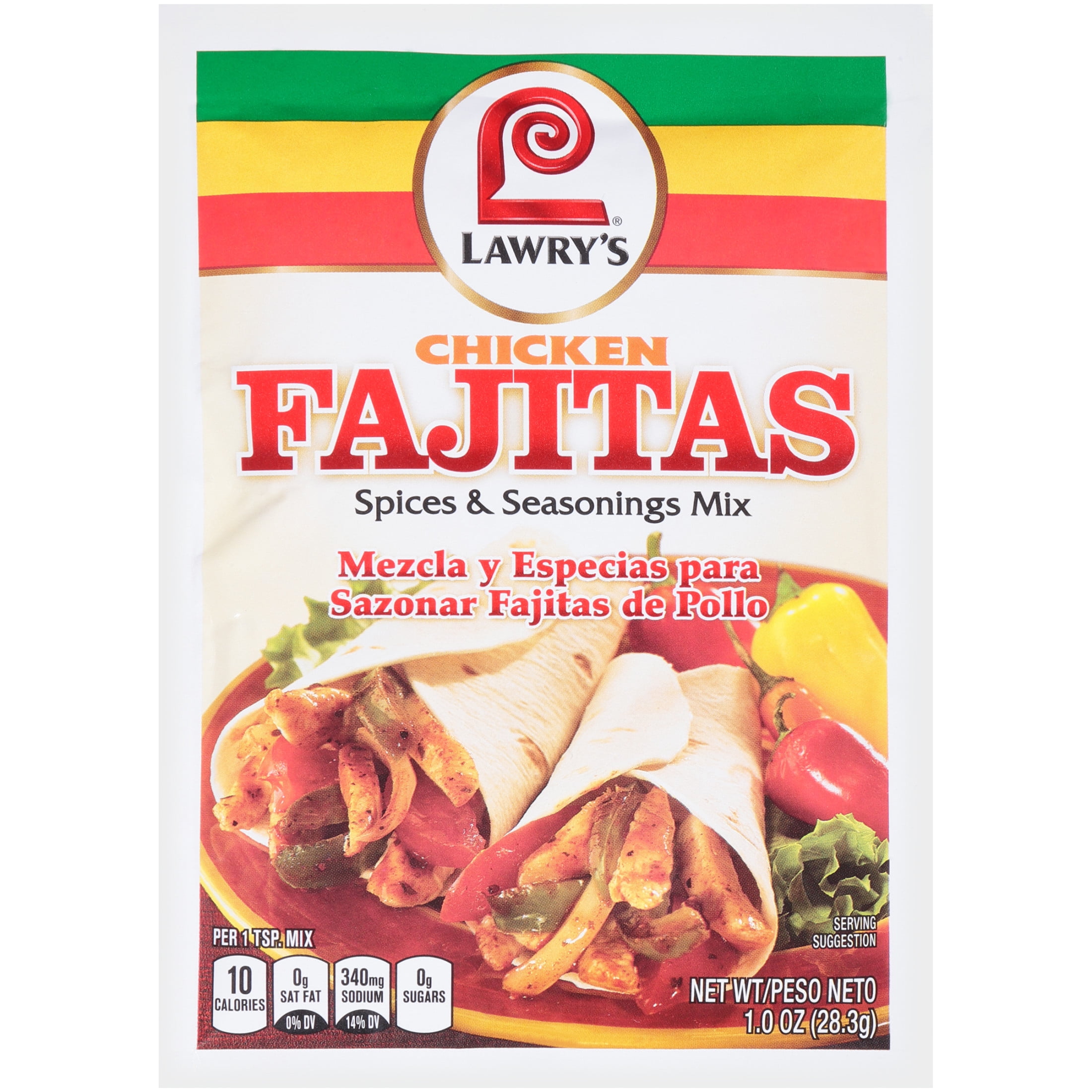 Lawry's Chicken Fajita Seasoning Mix 1 oz Envelope with flavorful ...