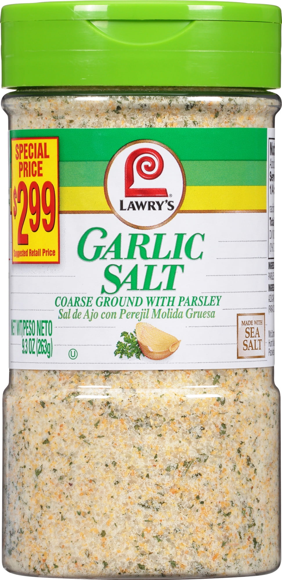 Lawry's Coarse Ground with Parsley Garlic Salt , 9.3 oz - Walmart.com