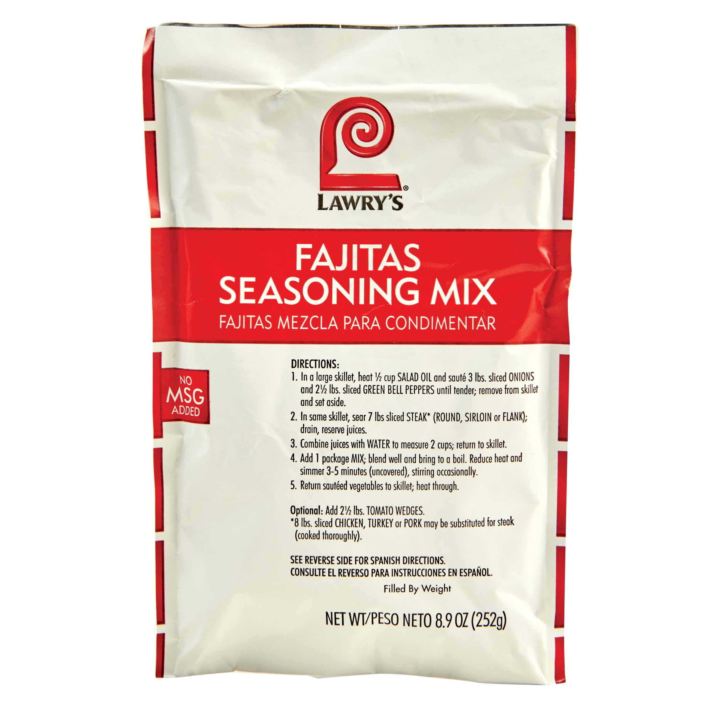 Lawry's Fajitas Seasoning Mix, STF9 8.9 oz - One 8.9 Ounce Packet of ...