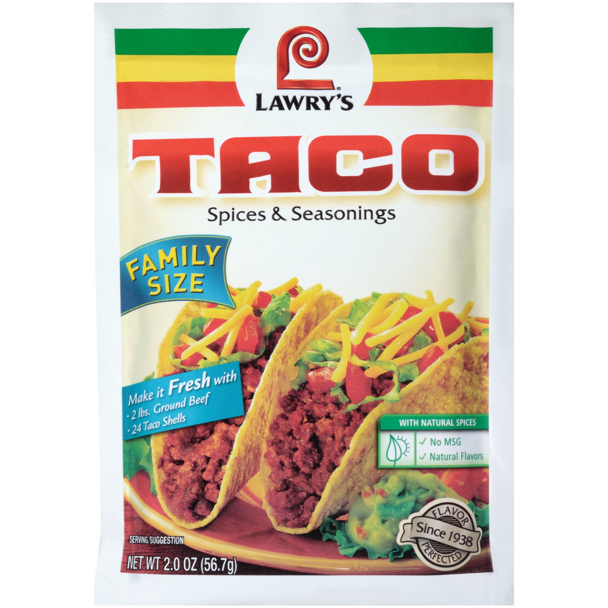 Lawry's Family Size Original Taco Seasoning Mix, 2 oz Envelope ...