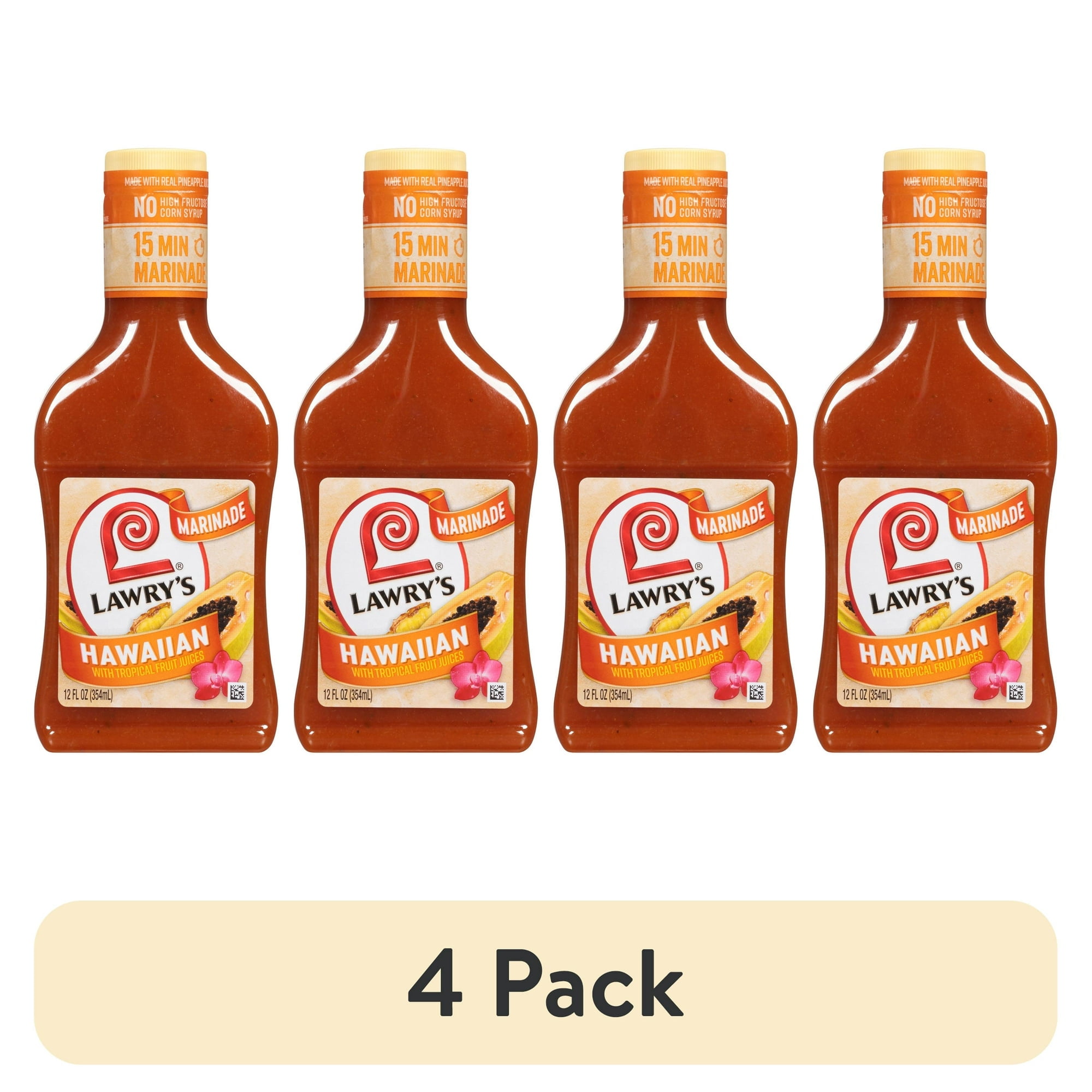 (4 pack) Lawry's Hawaiian With Tropical Fruit Juices Marinade, 12 oz ...