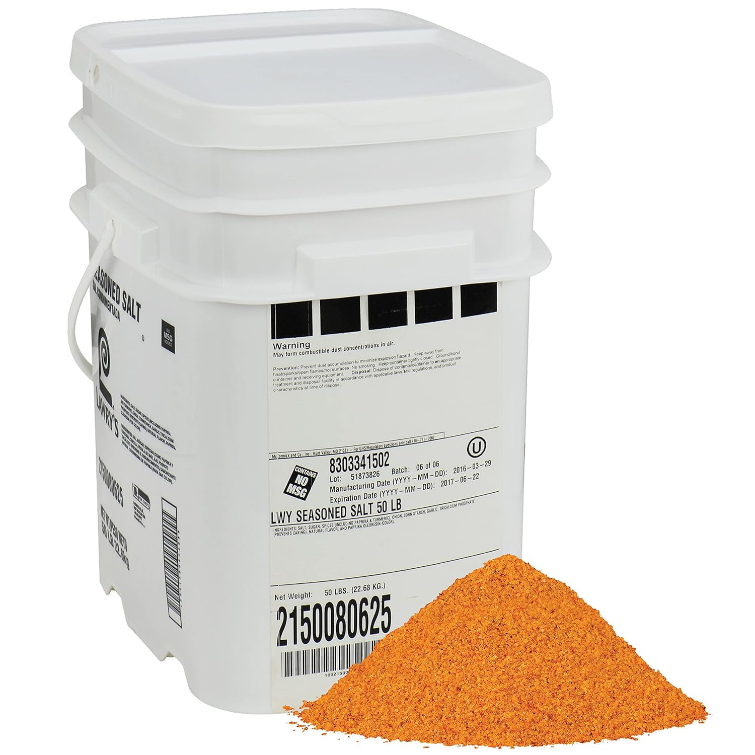 Lawry's Seasoned Salt - 50 lb Bucket, All-Purpose Seasoning for ...
